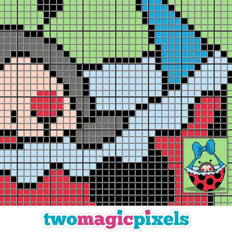 Baby Ladybug crochet graph c2c mini c2c sc hdc dc tss | Etsy