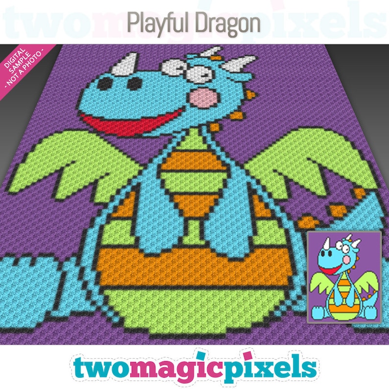 Playful Dragon Crochet Graph c2c Mini C2c Sc Hdc Dc - Etsy