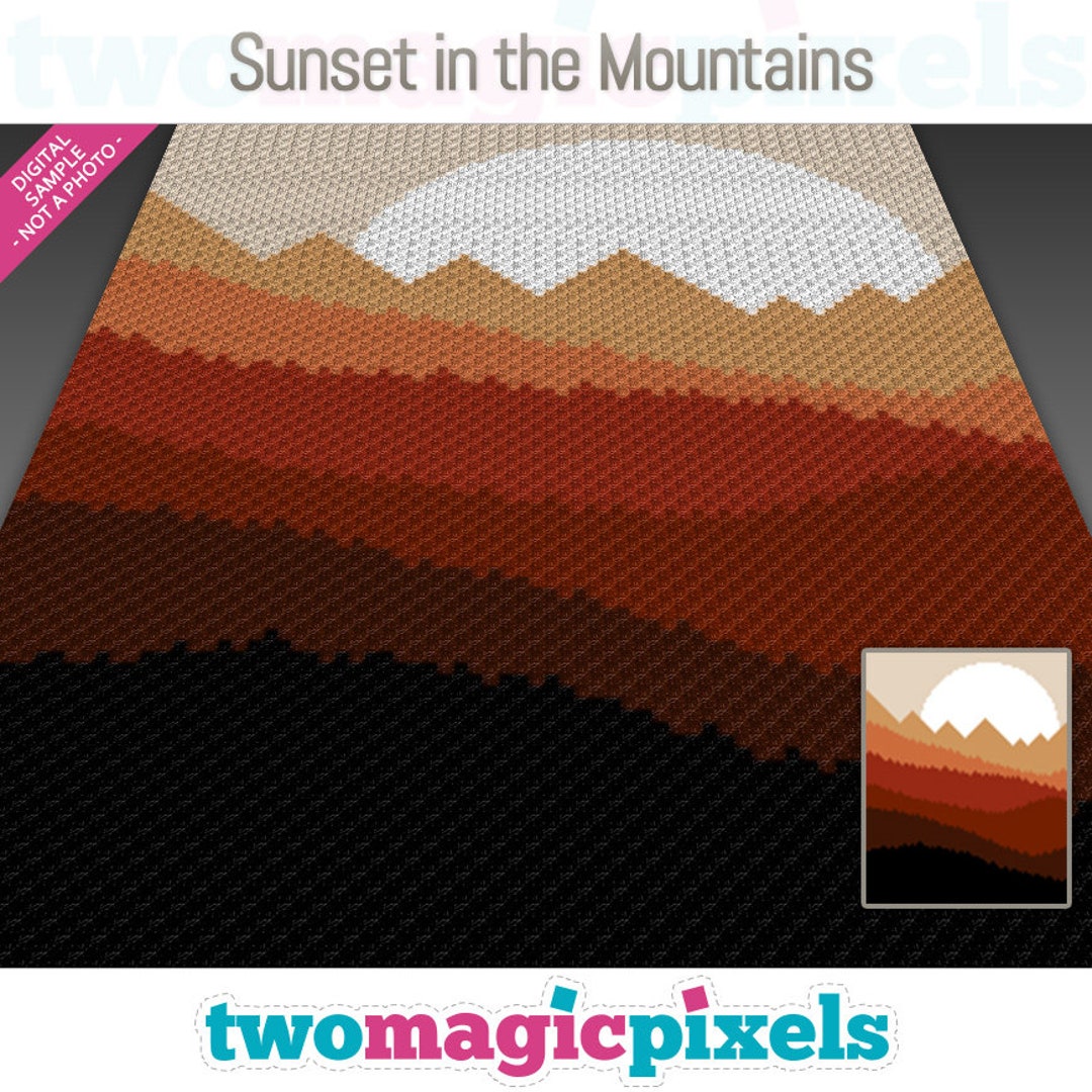 Sunset in the Mountains Crochet Graph (c2c, Mini C2c, Sc, Hdc, Dc, Tss ...