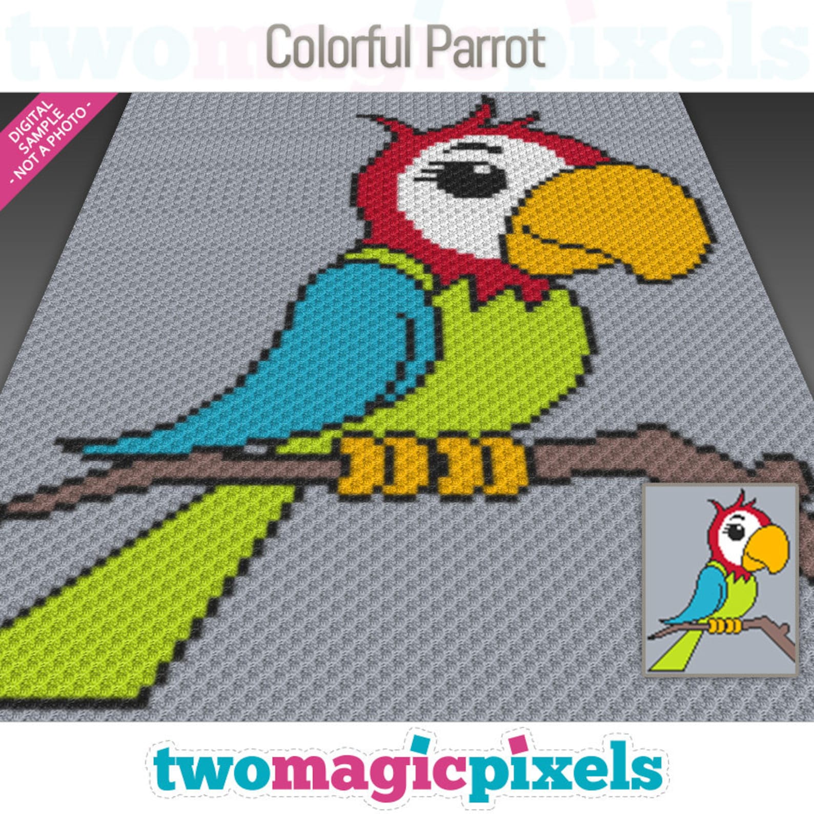 Colorful Parrot Crochet Graph c2c Mini C2c Sc Hdc Dc - Etsy