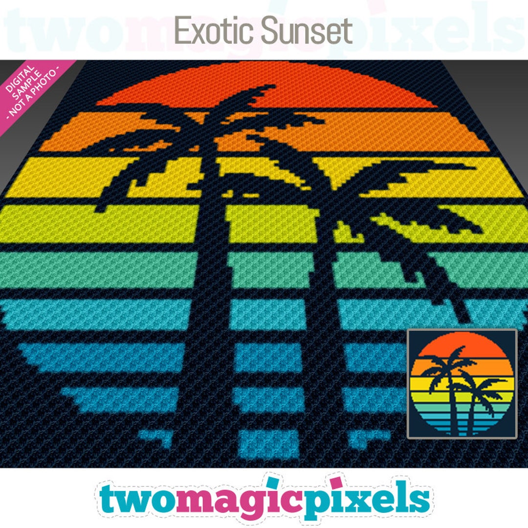 Exotic Sunset Crochet Graph (c2c, Mini C2c, Sc, Hdc, Dc, Tss), Cross ...