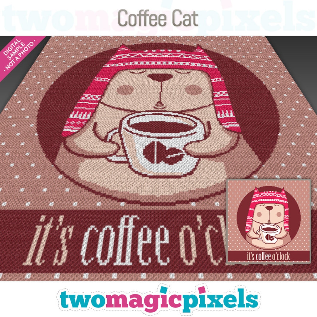 Coffee Cat Crochet Graph Pattern, C2C Graphgan PDF, Fun Pet Blanket ...