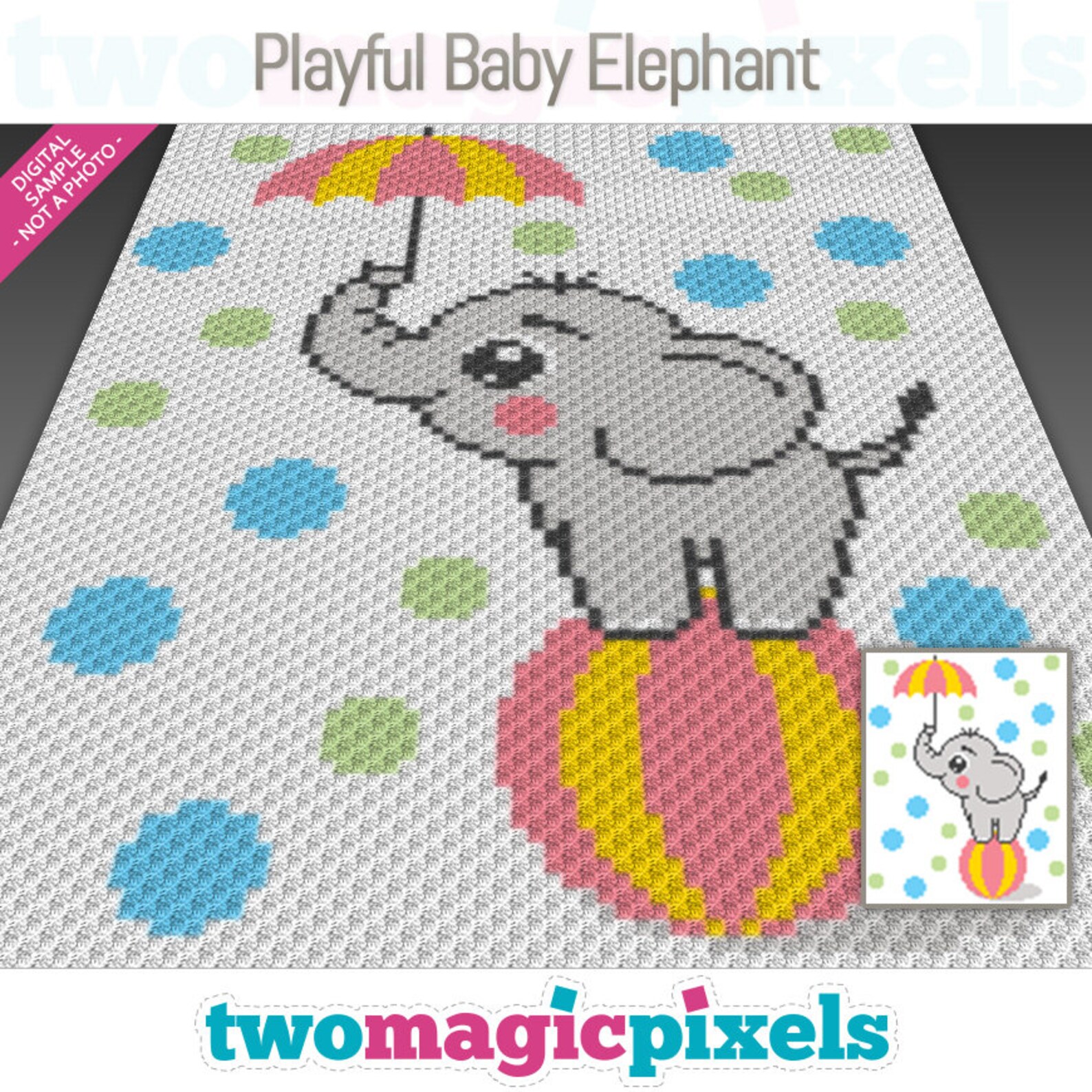 Playful Baby Elephant Crochet Graph Cross Stitch; (c2c, Mini C2c, Sc ...