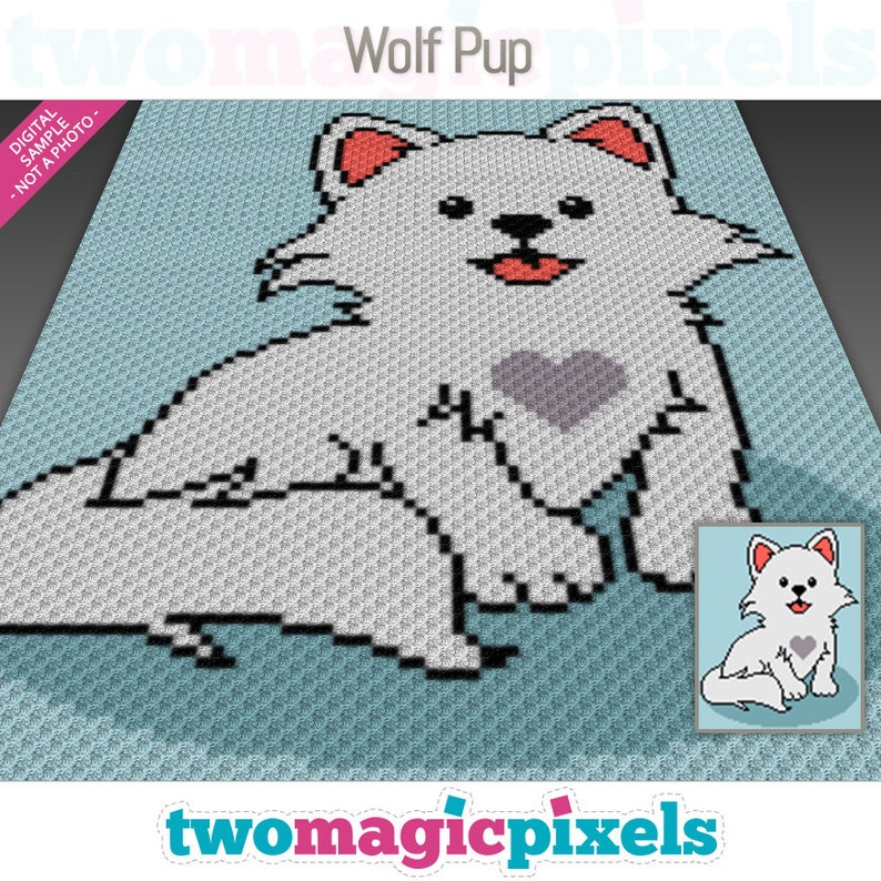 Wolf Pup Crochet Graph Cross Stitch c2c Mini C2c Sc Hdc - Etsy