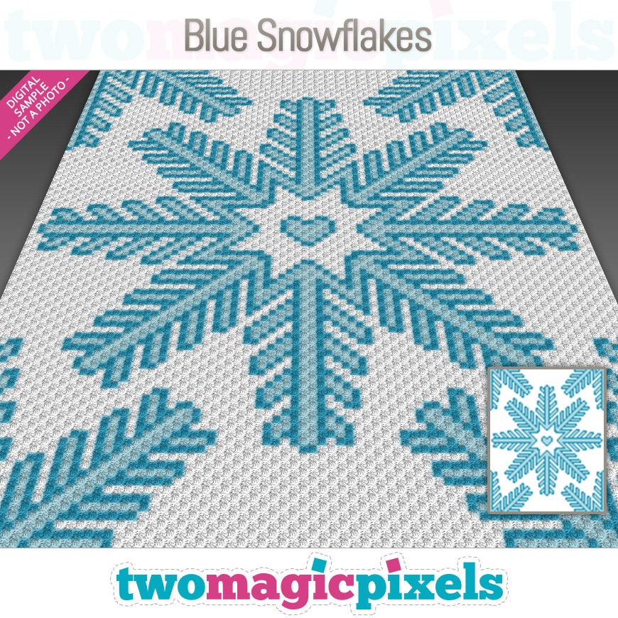 Blue Snowflakes Crochet Graph Cross Stitch; (c2c, Mini C2c, Sc, Hdc, Dc ...