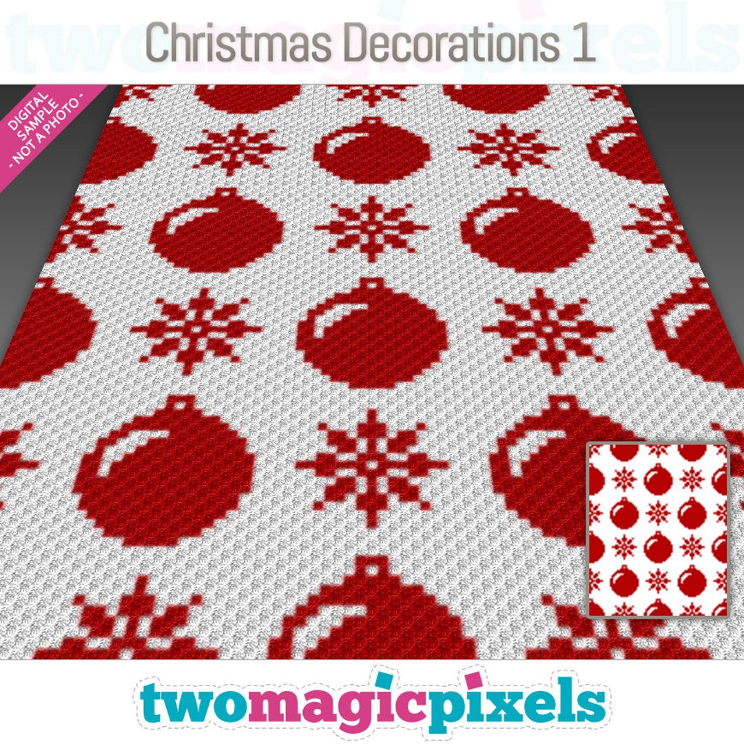 Christmas Decorations 1 Crochet Graph (c2c, Mini C2c, Sc, Hdc, Dc, Tss ...
