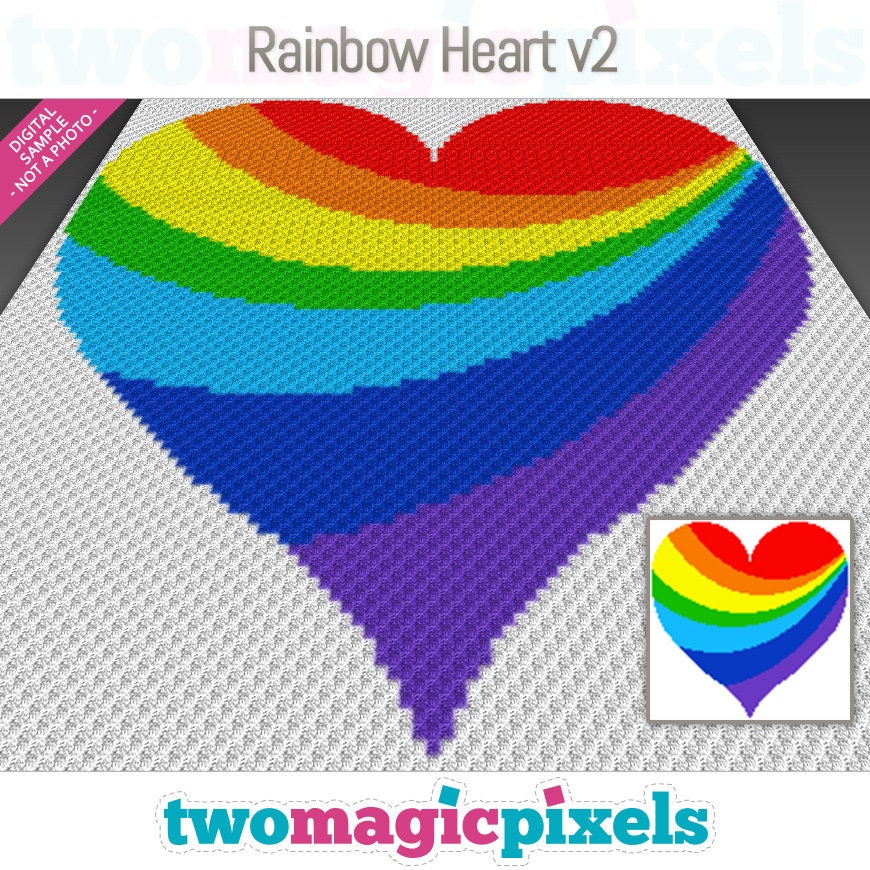 Rainbow Heart V2 Graph for Crochet (c2c/mini C2c, Sc, Hdc, Dc, Tss ...