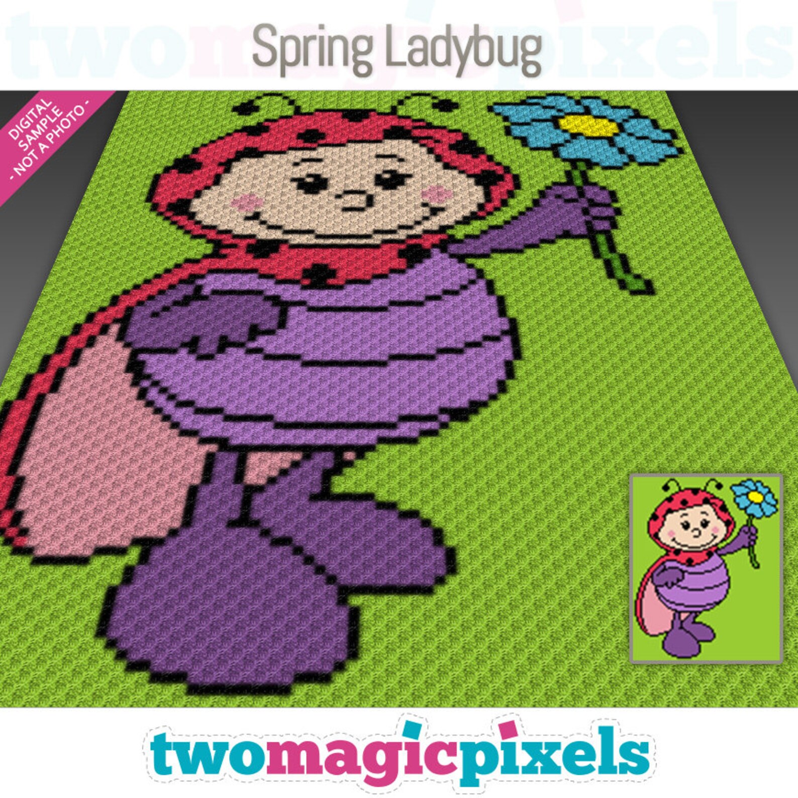 Spring Ladybug Crochet Graph c2c Mini C2c Sc Hdc Dc - Etsy
