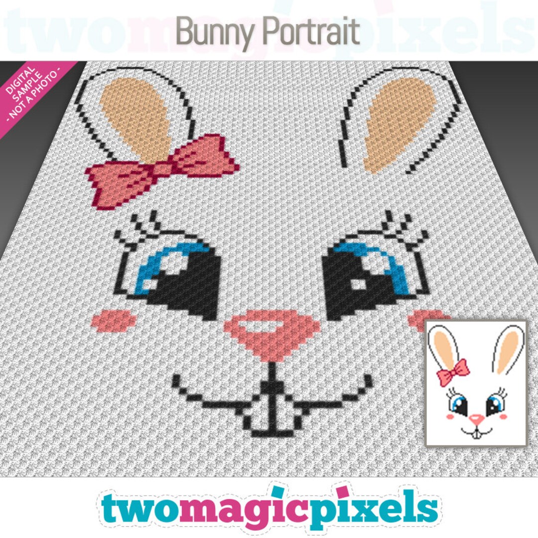 Bunny Portrait Crochet Graph (c2c, Mini C2c, Sc, Hdc, Dc, Tss), Cross ...