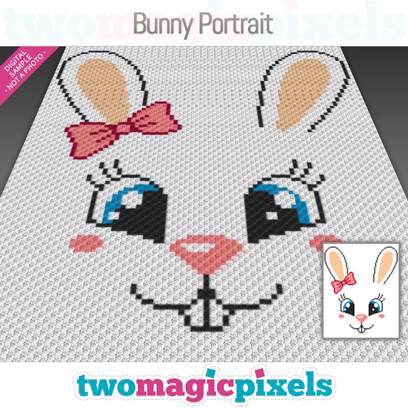 Bunny Portrait Crochet Graph c2c Mini C2c Sc Hdc Dc - Etsy