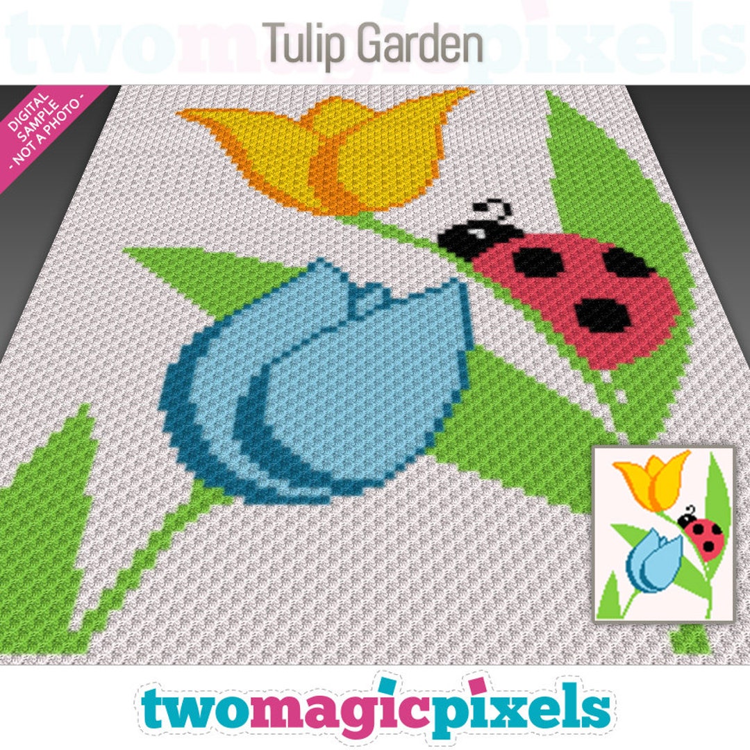 Tulip Garden Crochet Graph Cross Stitch; (c2c, Mini C2c, Sc, Hdc, Dc ...