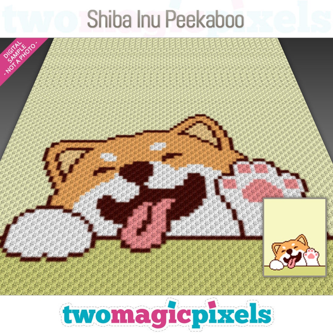 Shiba Inu Peekaboo Graph for Crochet (c2c/mini C2c, Sc, Hdc, Dc, Tss ...
