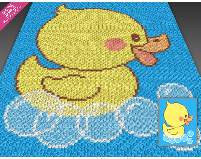 Crochet Duck Graphgan Pattern, Duckling and Mama Corner to Corner ...