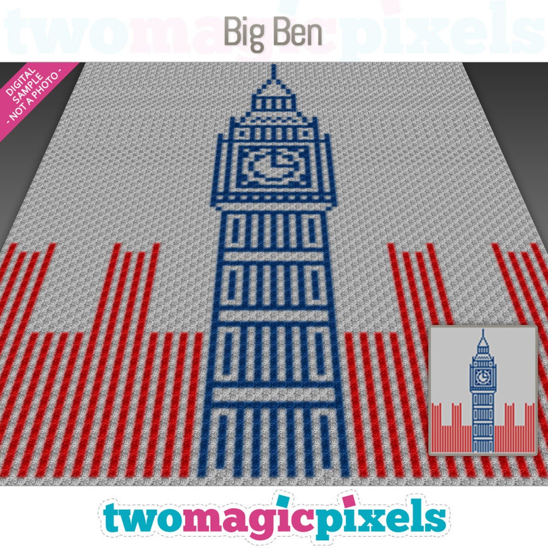 Big Ben Pattern, Corner to Corner Blanket, London Theme Crochet ...