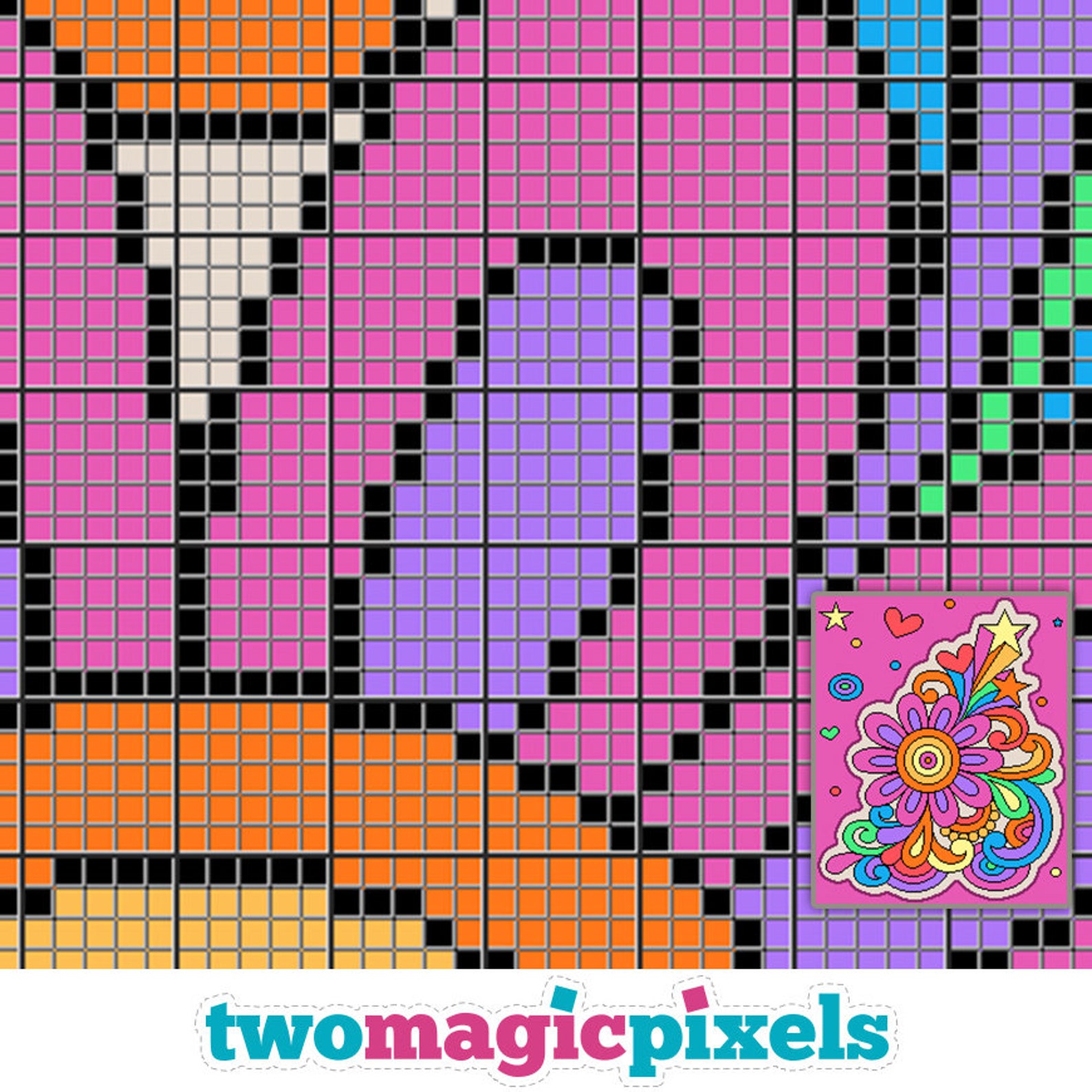 Rainbow Flowers Graph for Crochet (c2c, Mini C2c, Sc, Hdc, Dc, Tss ...