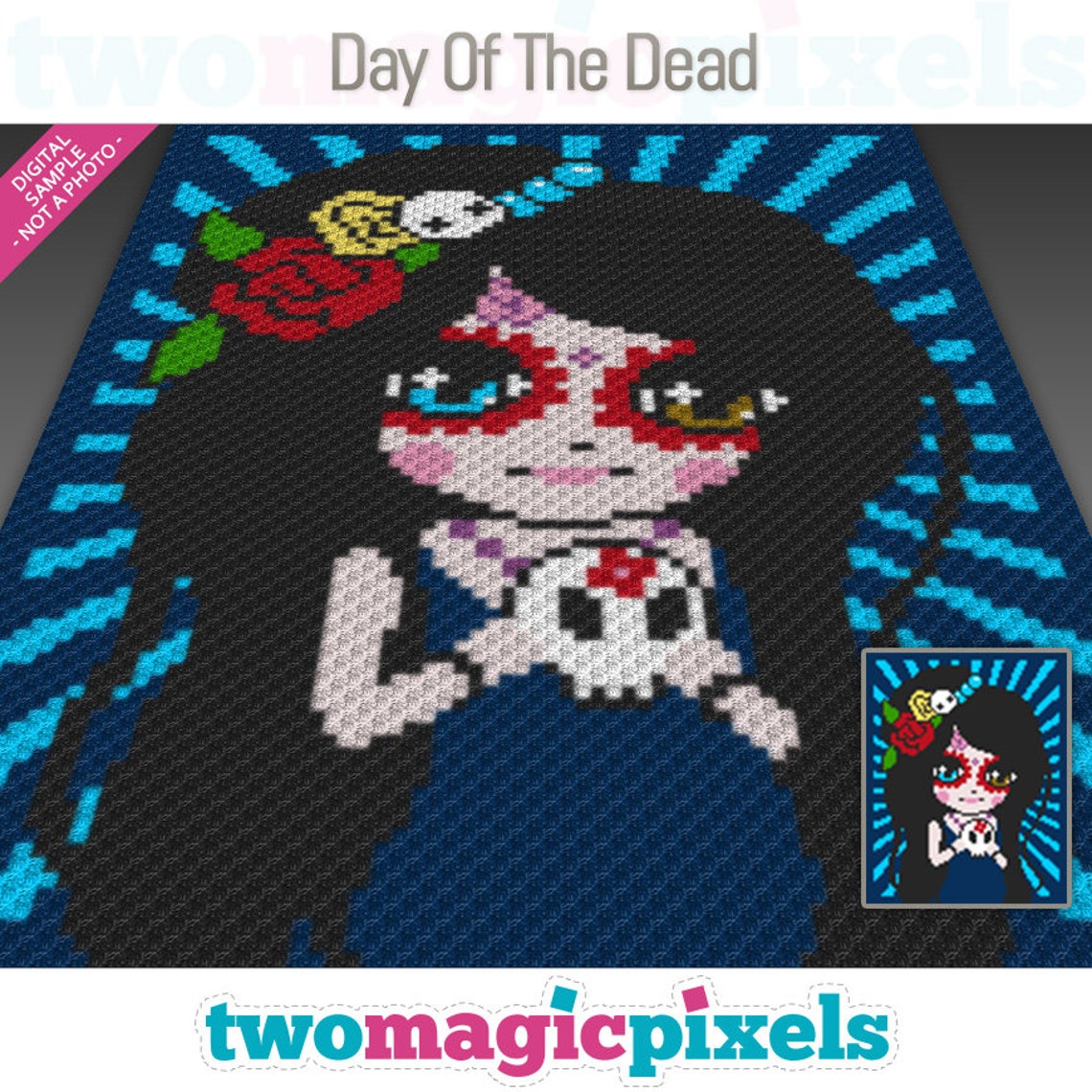 Day of the Dead Crochet Graph c2c Mini C2c Sc Hdc Dc | Etsy