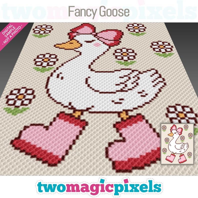 Fancy Goose Crochet Pattern, C2C Graphgan PDF, Cute Coquette Bird With ...
