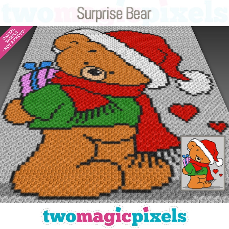 Surprise Bear Crochet Graph Cross Stitch c2c Mini C2c Sc - Etsy
