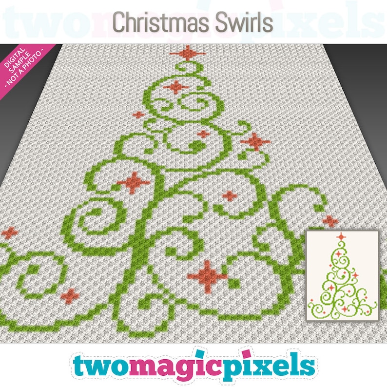 Christmas Swirls Crochet Graph c2c Mini C2c Sc Hdc Dc - Etsy