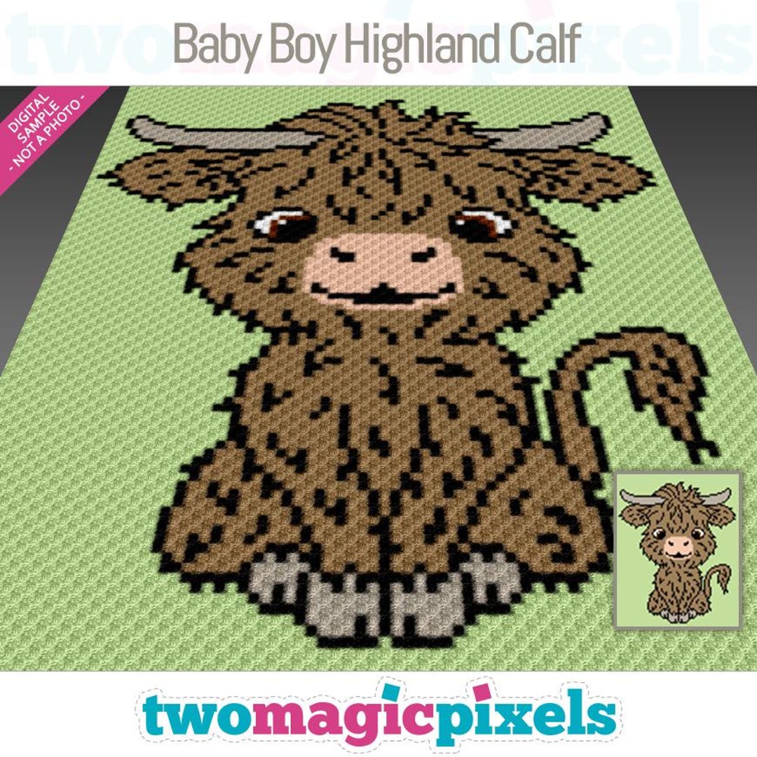 Baby Boy Highland Calf Crochet Graph (c2c, Mini C2c, Sc, Hdc, Dc, Tss ...