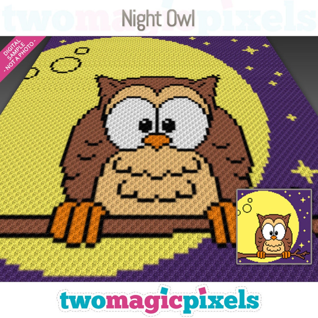 Night Owl Crochet Graph (c2c, Mini C2c, Sc, Hdc, Dc, Tss), Cross Stitch ...