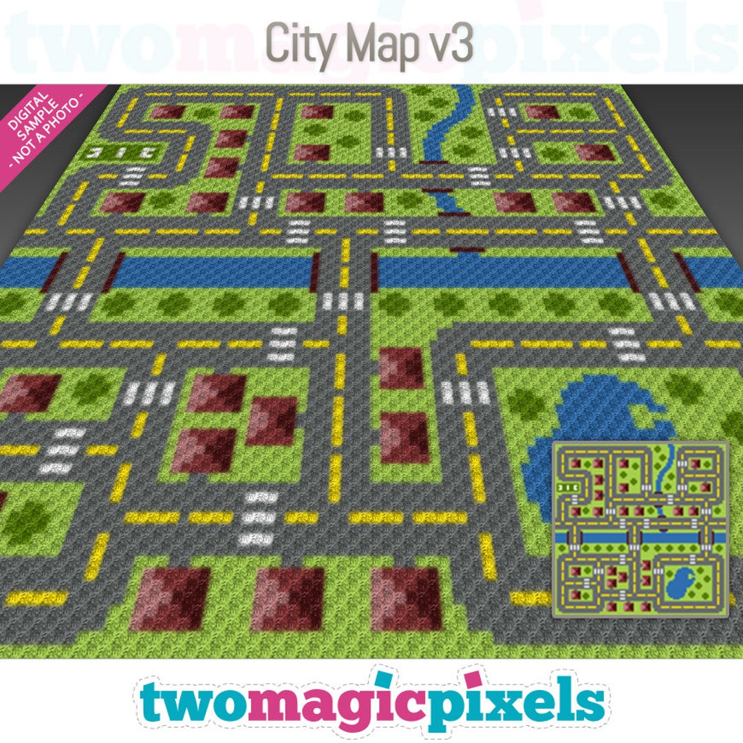 City Map V3 Crochet Graph (c2c, Mini C2c, Sc, Hdc, Dc, Tss), Cross ...