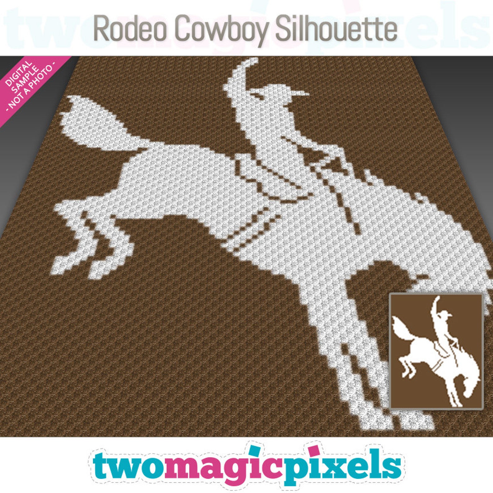 Rodeo Cowboy Silhouette Crochet Graph c2c Mini C2c Sc Hdc - Etsy