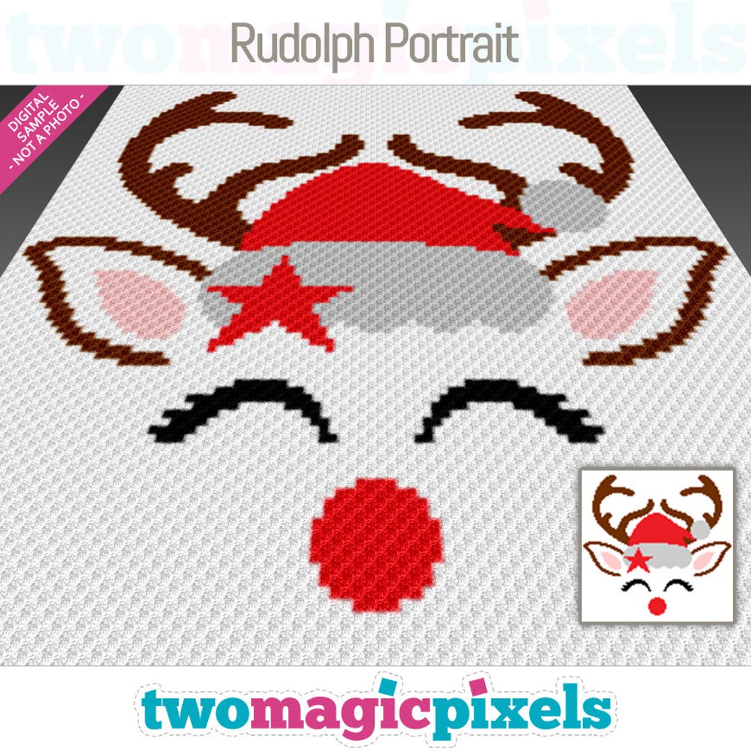 Rudolf Portrait Crochet Graph (c2c, Mini C2c, Sc, Hdc, Dc, Tss), Cross ...