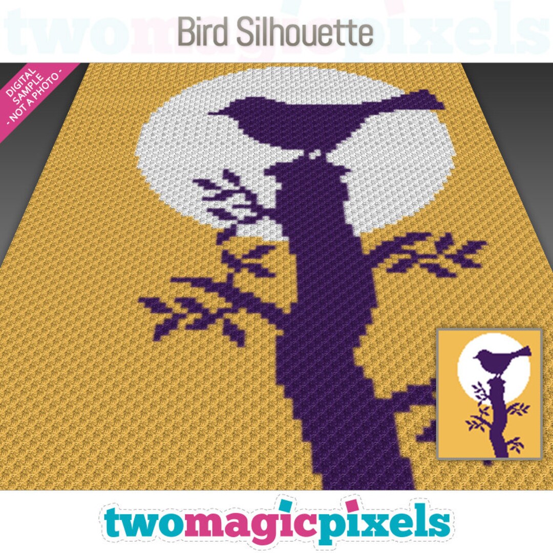 Bird Silhouette Crochet Graph (c2c, Mini C2c, Sc, Hdc, Dc, Tss), Cross ...