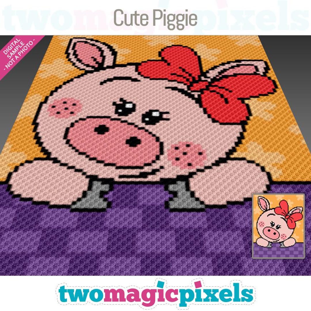 Cute Piggie Crochet Pattern, C2C Graphgan PDF, Farm Baby Blanket Chart ...