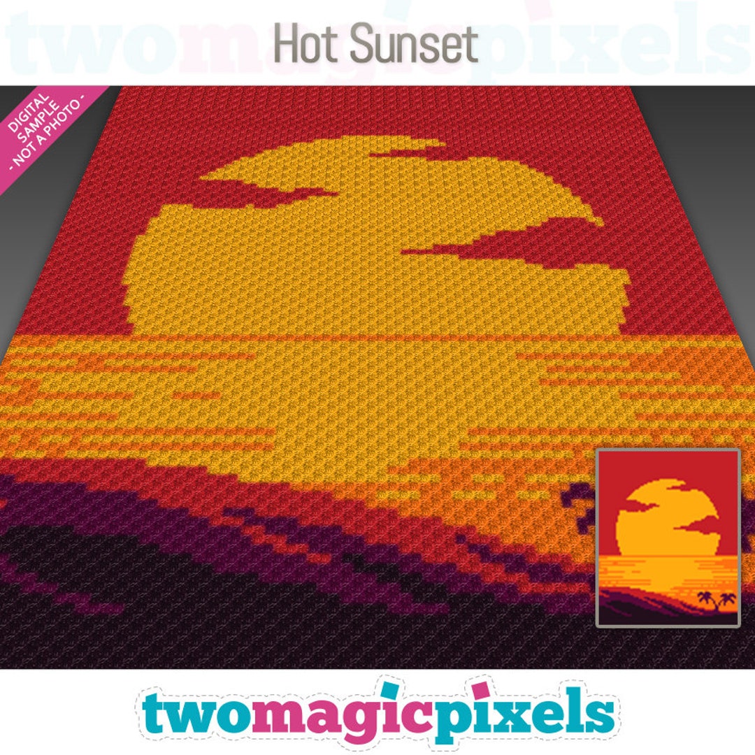 Hot Sunset Crochet Graph Cross Stitch; (c2c, Mini C2c, Sc, Hdc, Dc, Tss ...