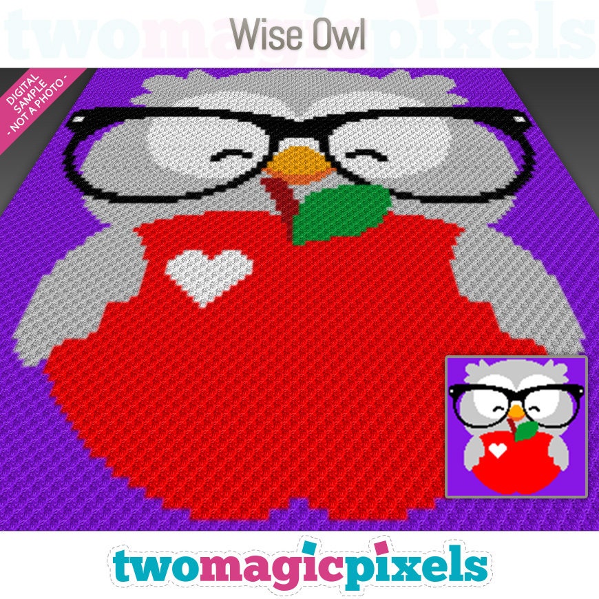 Wise Owl Crochet Graph Cross Stitch c2c Mini C2c Sc Hdc - Etsy