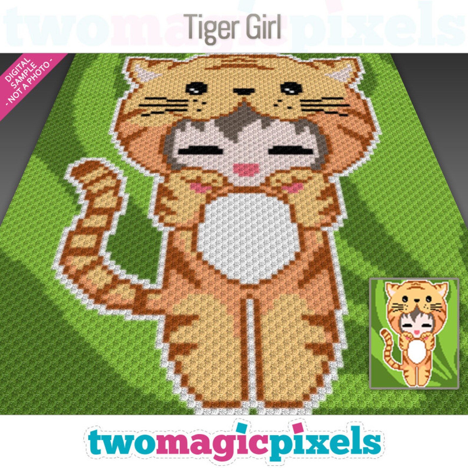 Tiger Girl Crochet Graph c2c Mini C2c Sc Hdc Dc Tss | Etsy