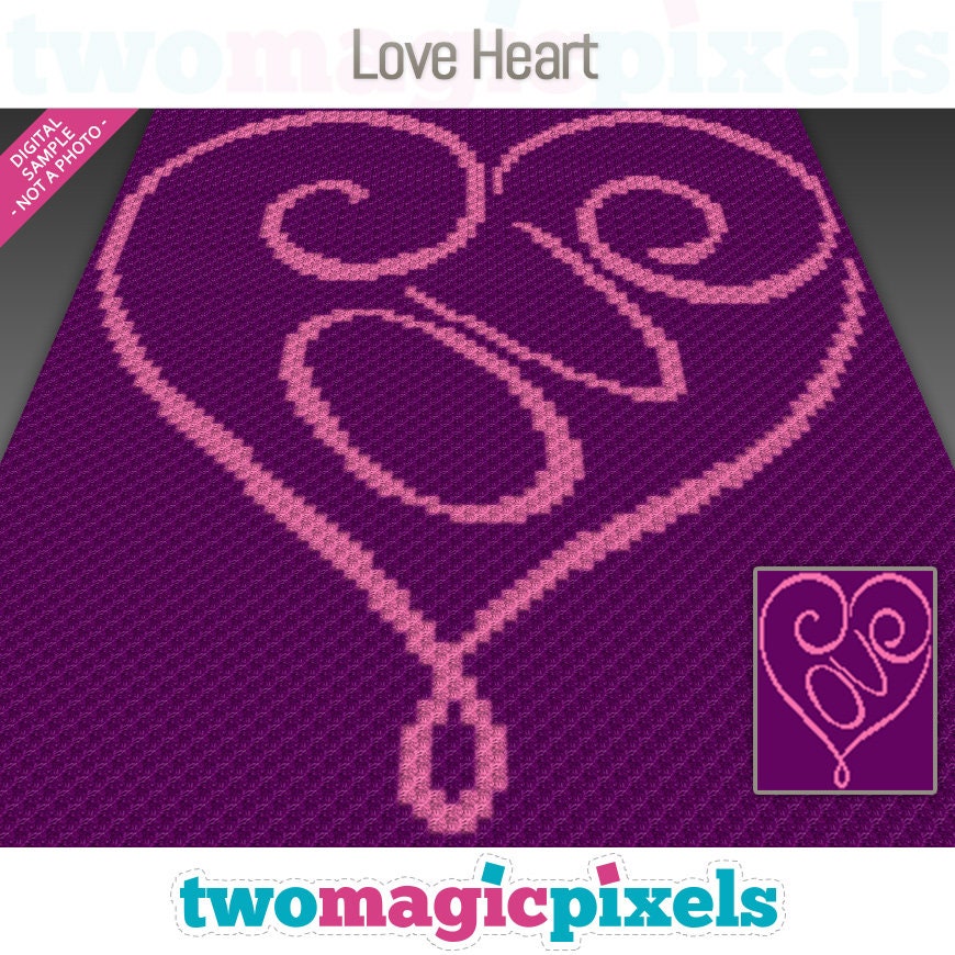 Love Heart Crochet Pattern, C2C Graphgan PDF, Valentine's Day Blanket ...