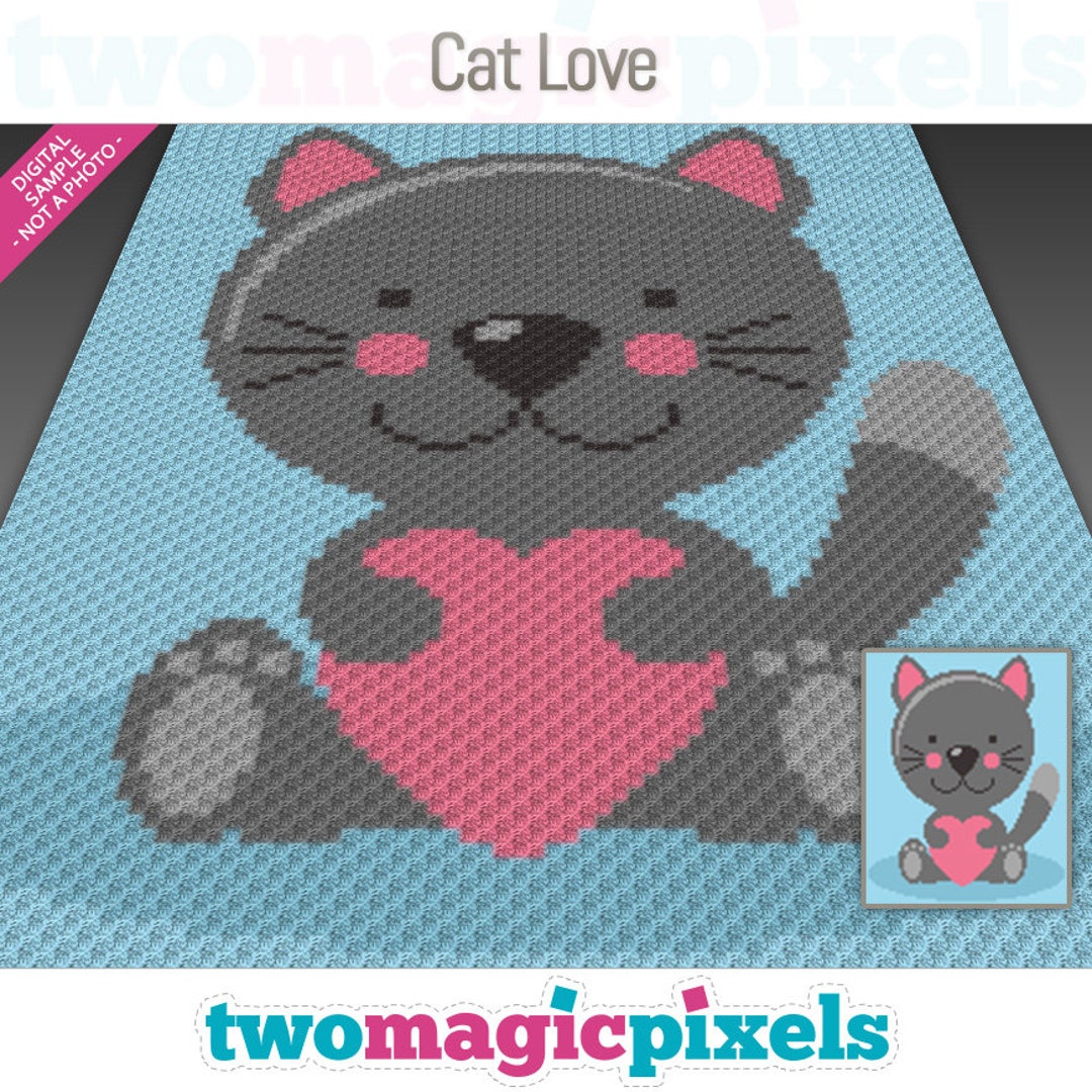Cat Love Crochet Graph (c2c, Mini C2c, Sc, Hdc, Dc, Tss), Cross Stitch ...