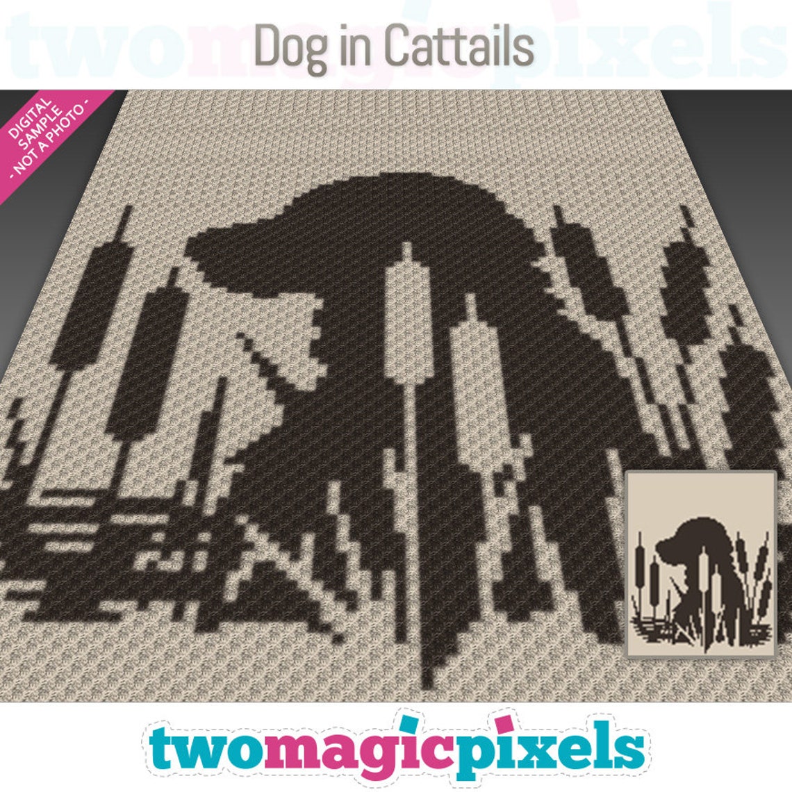 Dog in Cattails Crochet Graph Cross Stitch c2c Mini C2c - Etsy