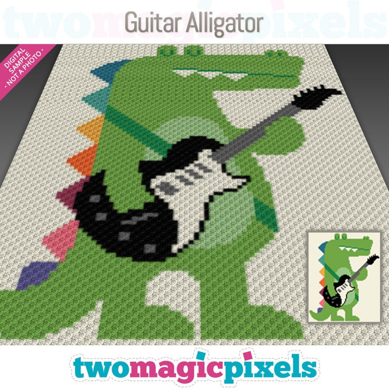 Guitar Alligator Crochet Graph c2c Mini C2c Sc Hdc Dc | Etsy