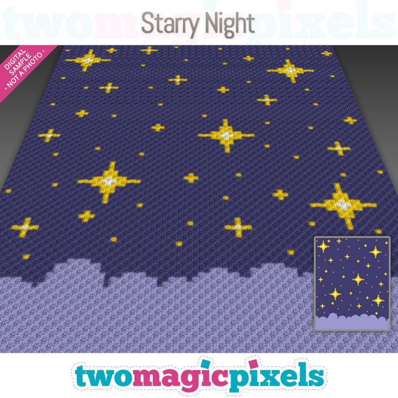 Starry Night Crochet Graph c2c, Mini C2c, Sc, Hdc, Dc, Tss, Cross ...