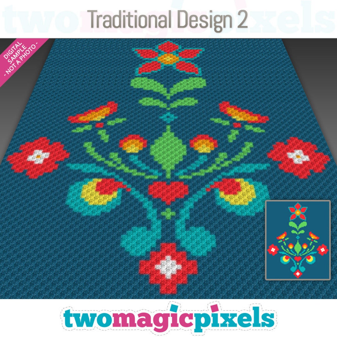 Traditional Design 2 Crochet Graph (c2c, Mini C2c, Sc, Hdc, Dc, Tss ...