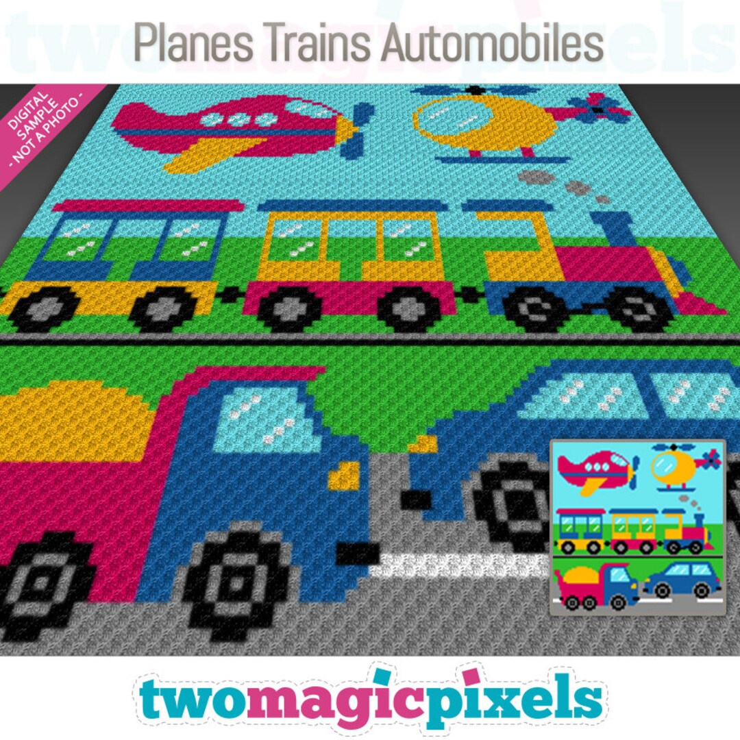 Planes, Trains, Automobiles Crochet Graph (c2c, Mini C2c, Sc, Hdc, Dc ...