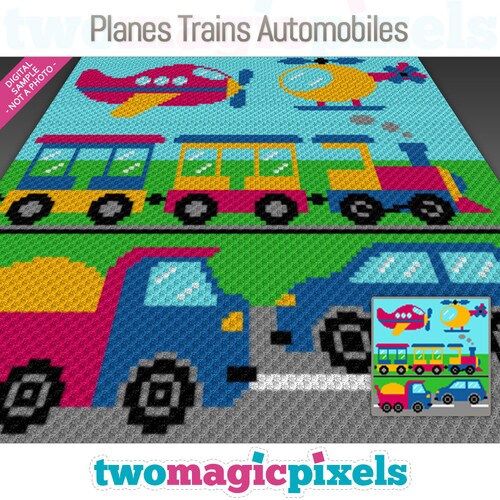 Road Vehicles Crochet Graph c2c Mini C2c Sc Hdc Dc Tss - Etsy