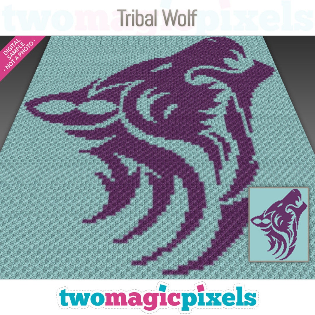 Tribal Wolf Graph for Crochet (c2c, Mini C2c, Sc, Hdc, Dc, Tss), Cross ...
