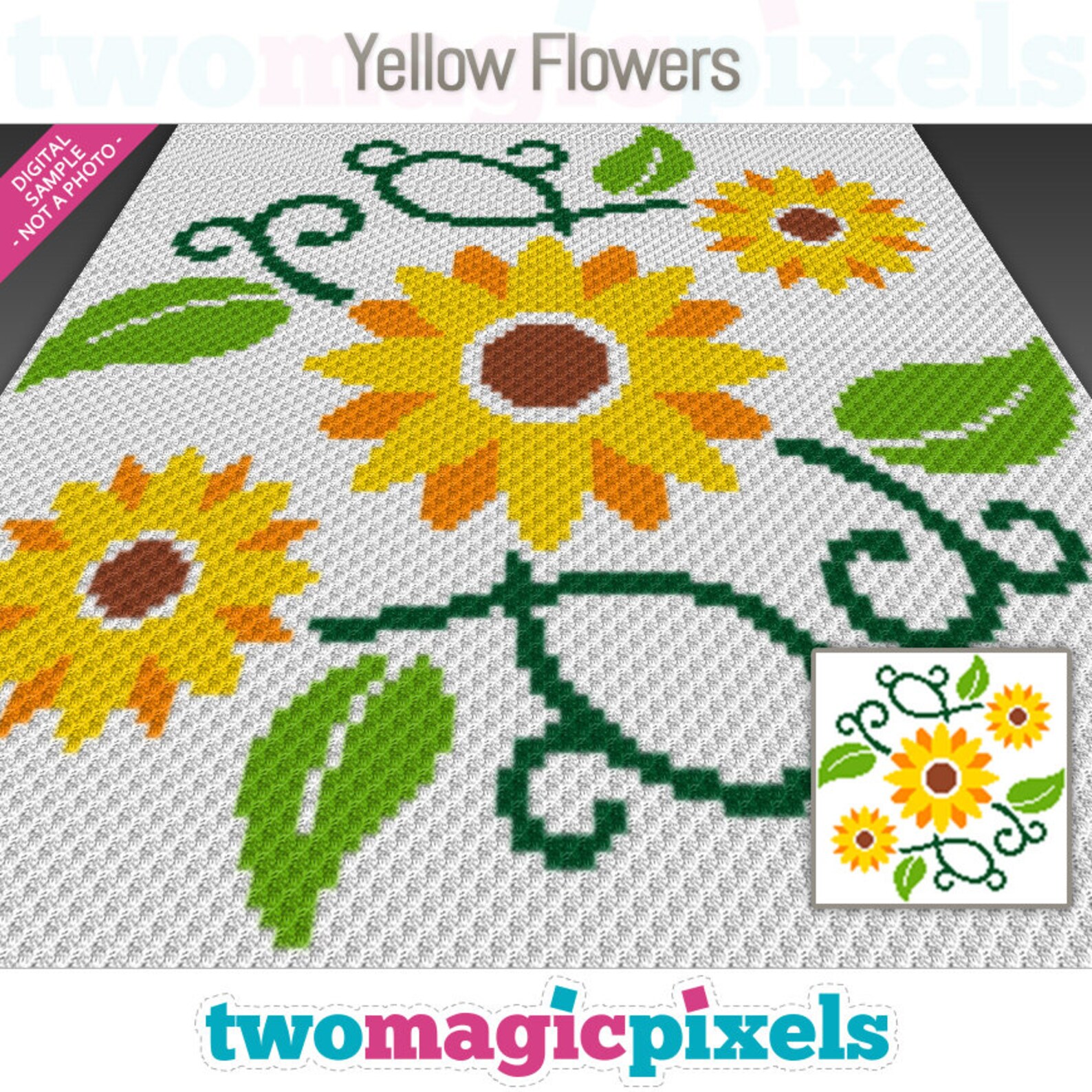 Yellow Flowers Graph for Crochet c2c/mini C2c Sc Hdc Dc | Etsy