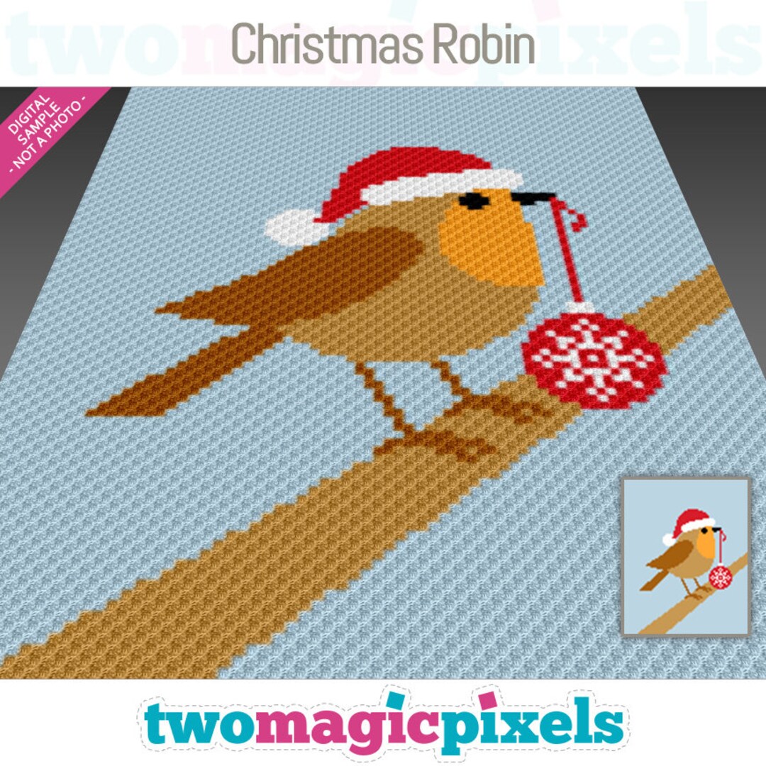 Christmas Robin Crochet Graph (c2c, Mini C2c, Sc, Hdc, Dc, Tss), Cross ...