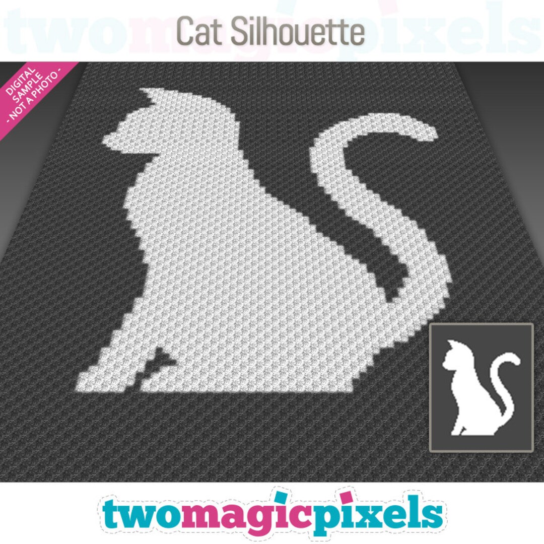 Cat Silhouette Crochet Graph; Cross Stitch; (c2c, Mini C2c, Sc, Hdc, Dc ...