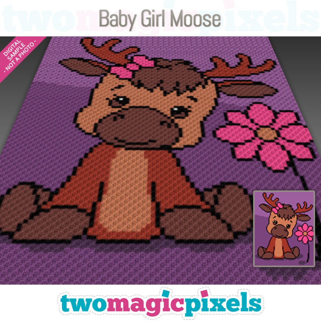 Baby Girl Moose Crochet Graph (c2c, Mini C2c, Sc, Hdc, Dc, Tss), Cross ...