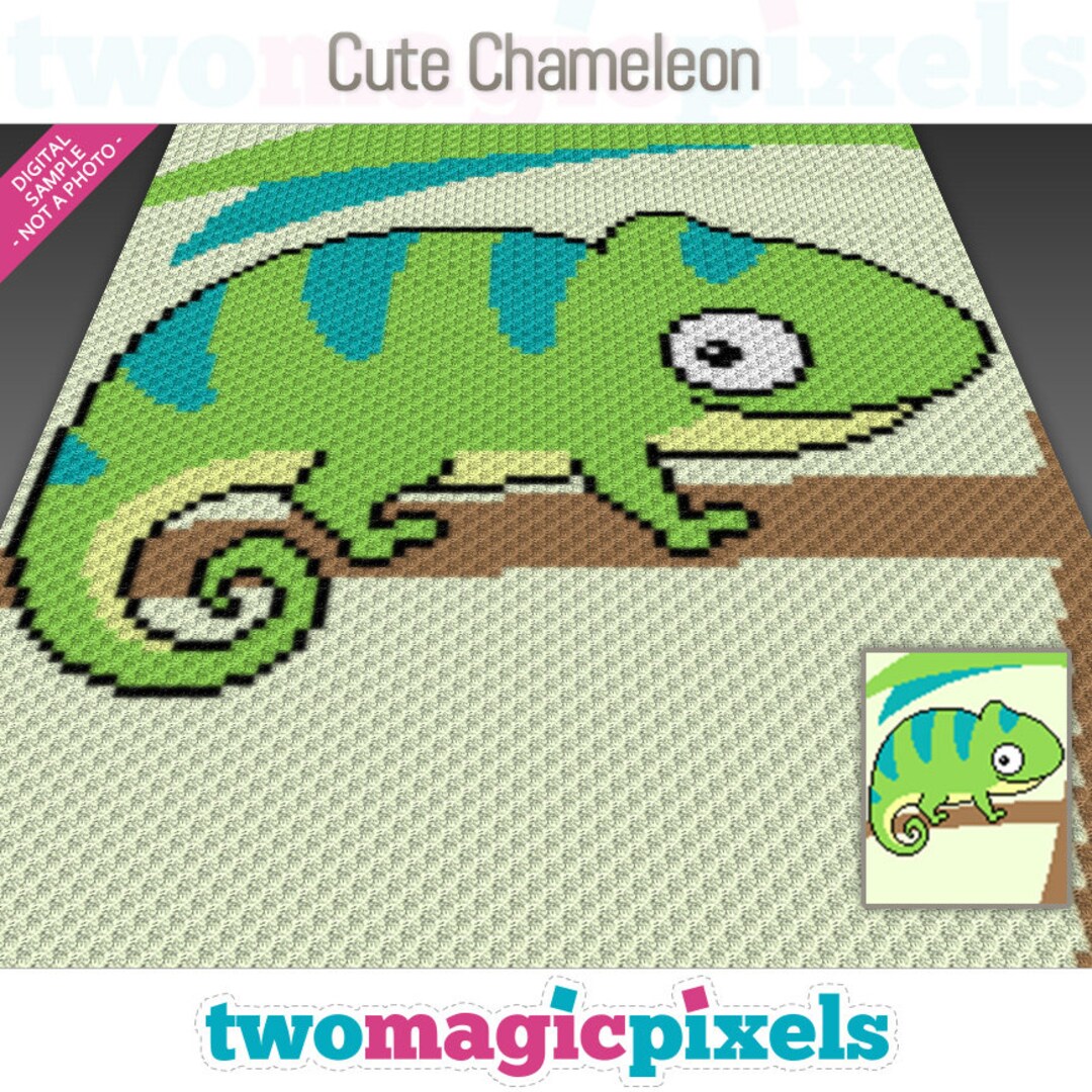Cute Chameleon Crochet Graph (c2c, Mini C2c, Sc, Hdc, Dc, Tss), Cross ...