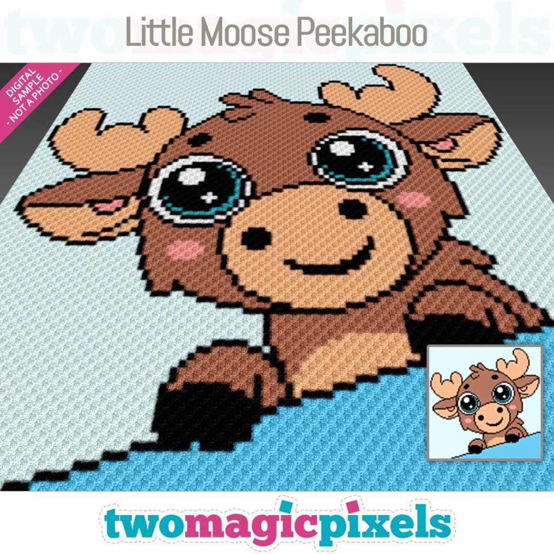 Little Moose Peekaboo Crochet Graph (c2c, Mini C2c, Sc, Hdc, Dc, Tss ...