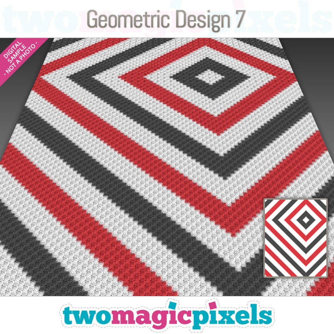 Geometric Design 7 Graph for Crochet (c2c, Mini C2c, Sc, Hdc, Dc, Tss ...