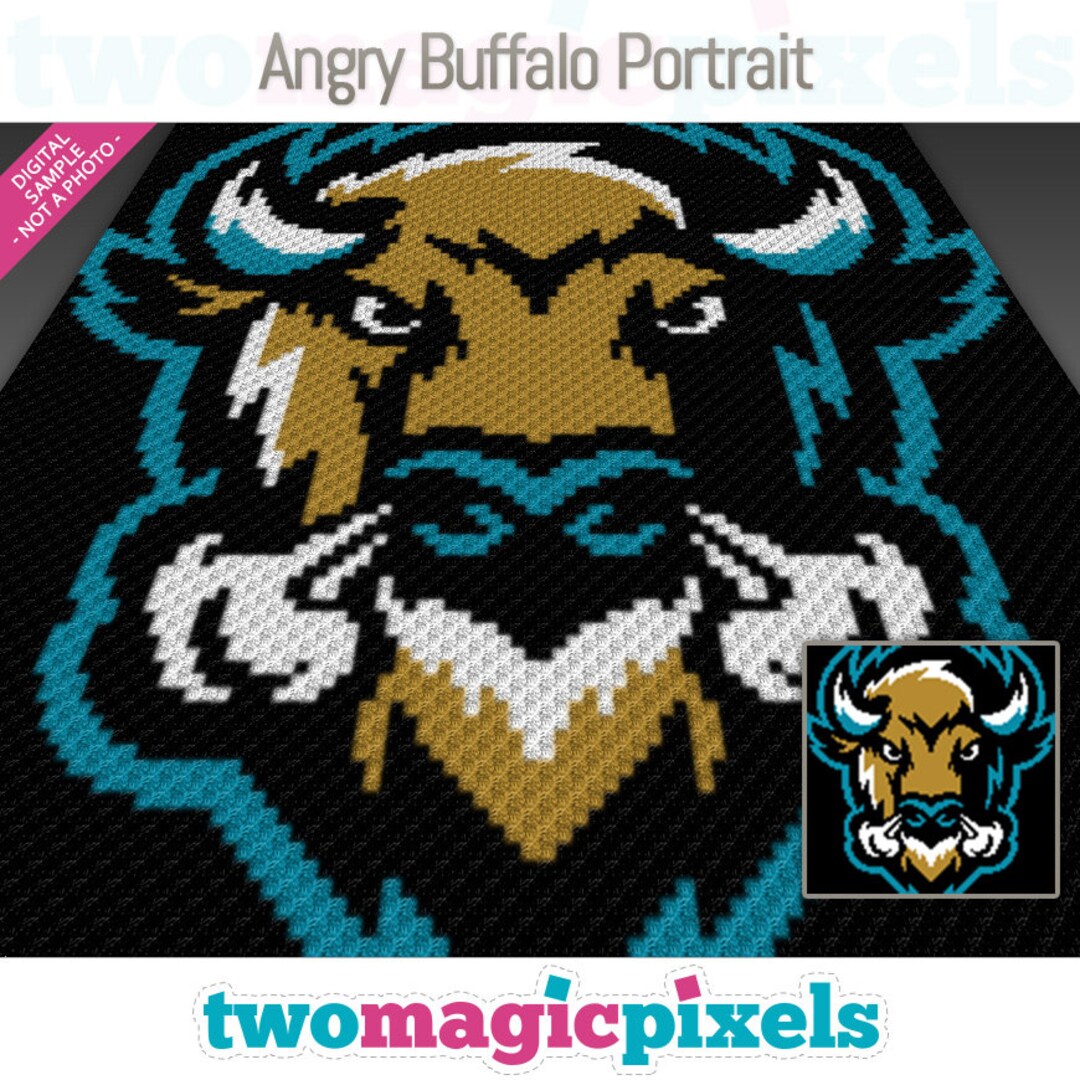 Angry Buffalo Portrait Graph for Crochet (c2c/mini C2c, Sc/ Hdc/dc/tss ...
